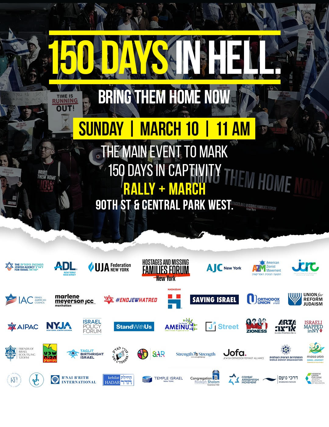 150 Days in Hell: 'Bring Them Home Now' New York City Rally and March | Combat Antisemitism Movement